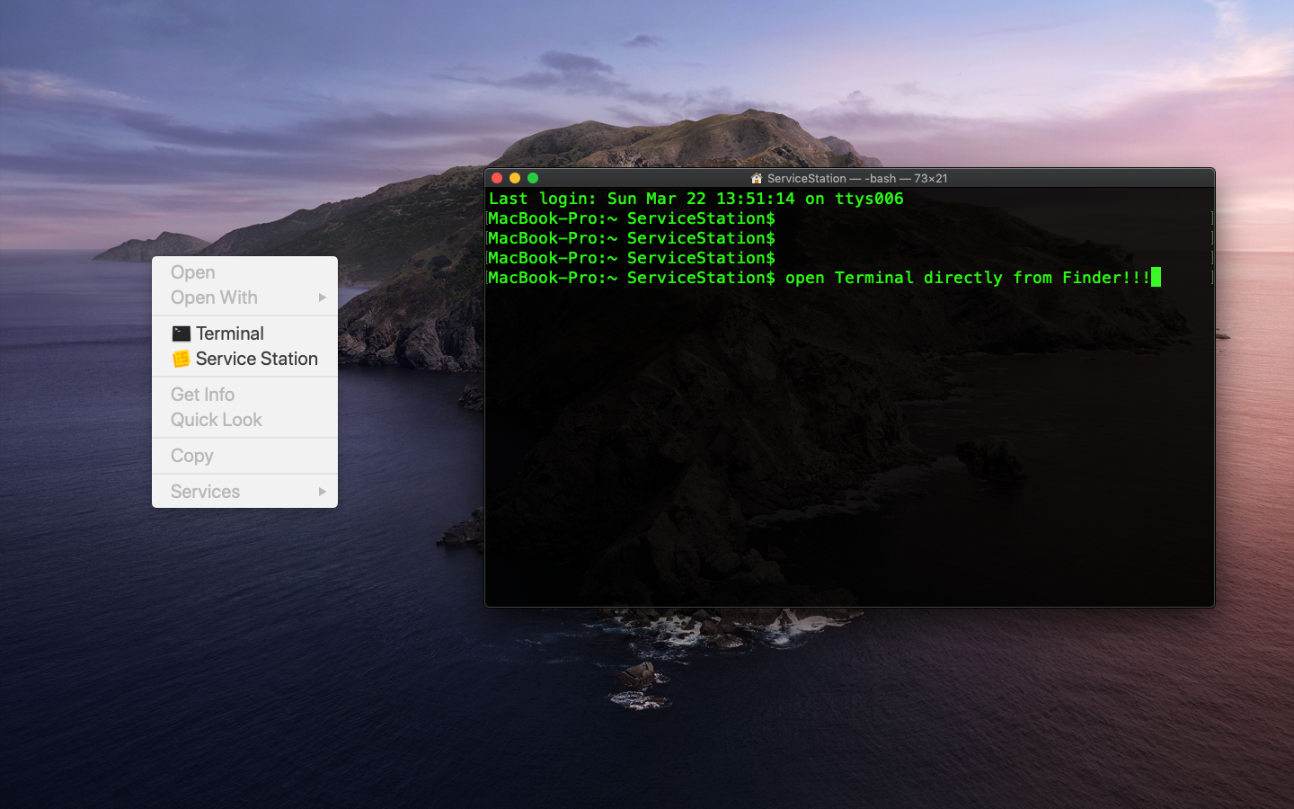 Launch Terminal From Finder Service Station